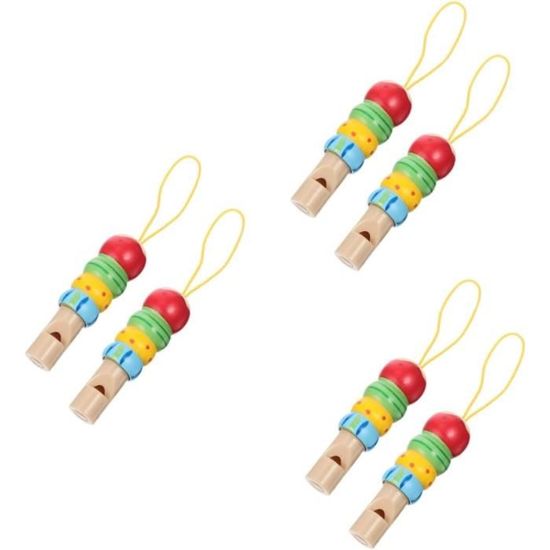 6 Pièces Sifflet Bruit Instruments De Musique En Bois Jouets Ensemble ...
