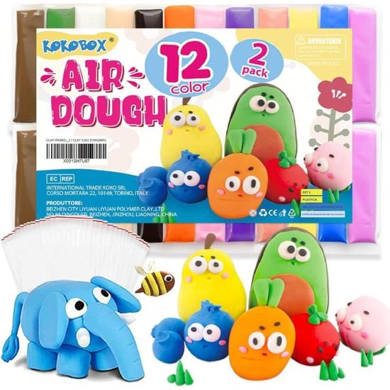 Air Dough 12 Couleurs (24Pcs) D'Argile Ultra Légère Séchée À L'Air Avec ...