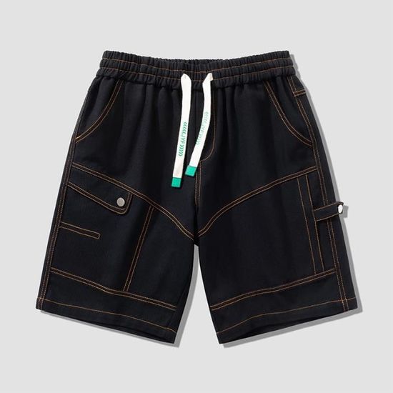 Short Homme Coupe Droite Taille Elastique Casual Stretch Couleur Unie ...