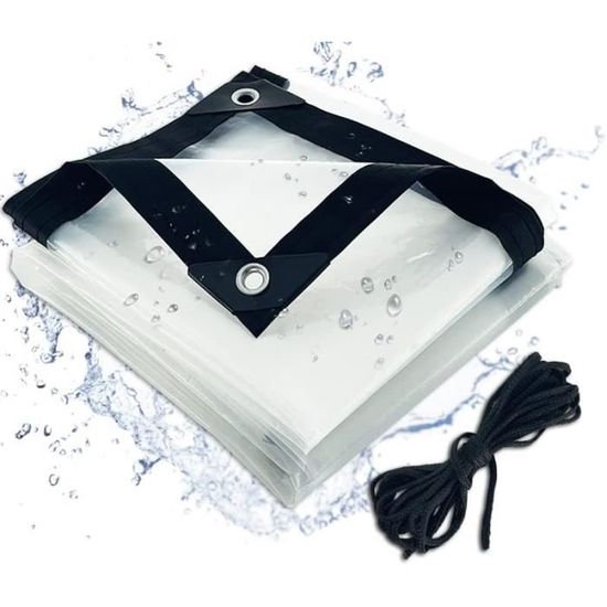 Bâche imperméable avec œillets, Transparente résistante aux intempéries ...