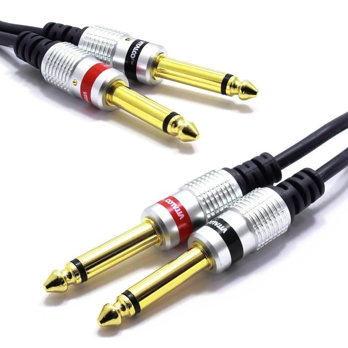 Câble Double Jack 6.35mm Mono 5m 2x Jack 6.35 vers 2x Mâle Jack 6.3 TS Câble Audio Stéréo.[Z264 ...