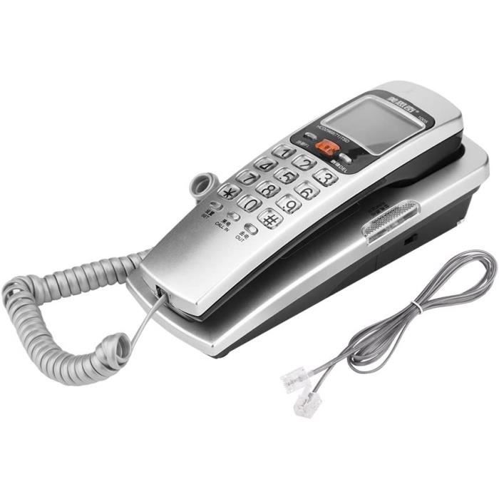 Téléphone Fix Filaire, FSK-DTMF Téléphone Mural Filaire écran Anti-Ingérence, Téléphone d ...