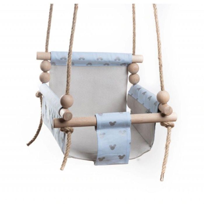 Balançoire suspendue - BaaVi - Modèle souris bleue - Bois et tissu ...