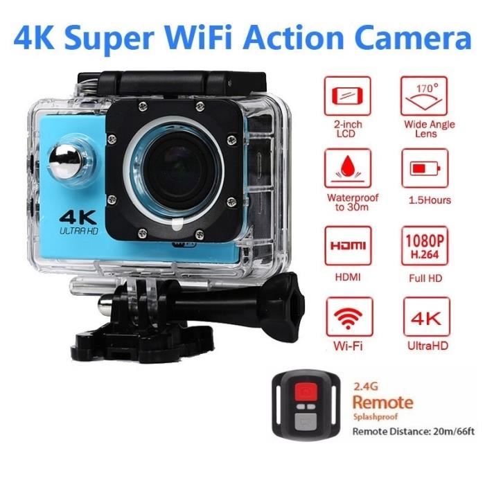 Argent avec télécommande-Télécommande Sport Wifi caméra 4 K-30f 16MP ...
