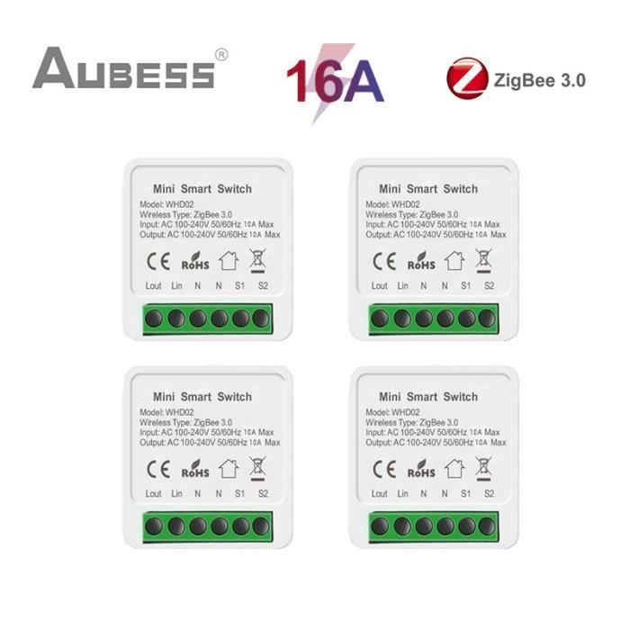 4 pièces-Mini-commutateur ZigBee-Interrupteur d'éclairage intelligent ...