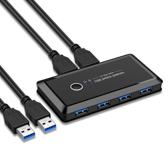 Noir - commutateur HUB USB 3.0 4 en 1, pièces, commutateur KVM avec 2 ...