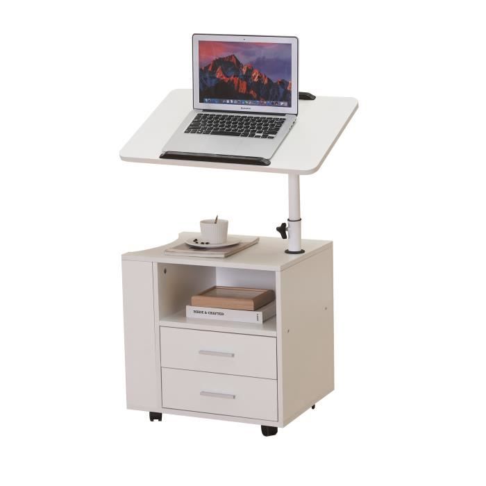 Modern white bedside table, 360° rotating, lifting and flipping design ...