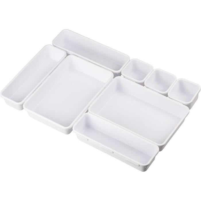 8Pcs Organisateur Tiroir,Séparateurs de Tiroir en Plastique,Plateaux Rangement de Tiroir ...