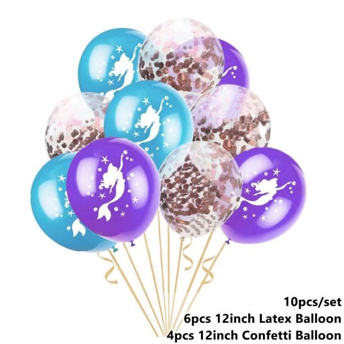 Ballons en forme de sirène, en aluminium, en Latex, avec confettis ...