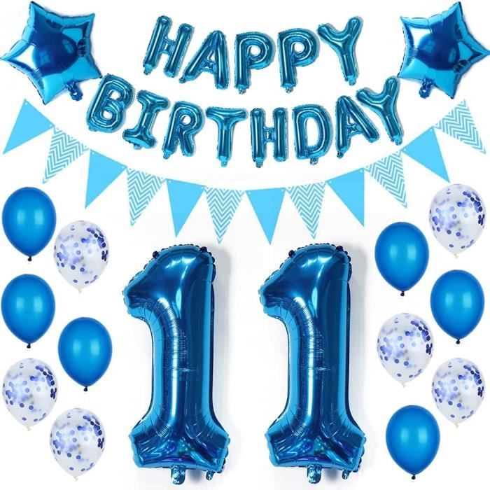 Ballons De Décoration Pour 11E Anniversaire - Bleu - Happy Birthday ... Ballons De Décoration Pour 11E Anniversaire - Bleu - Happy Birthday ...