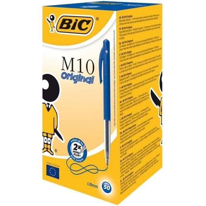 BIC® - Boîte stylos-bille M10® Original x50 - Encre bleue - Cdiscount ...