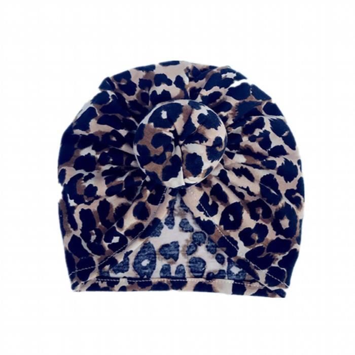 Léopard Imprimé Bébé Chapeau Automne Hiver Nouveau-Né Turban Arcs Noeud ...