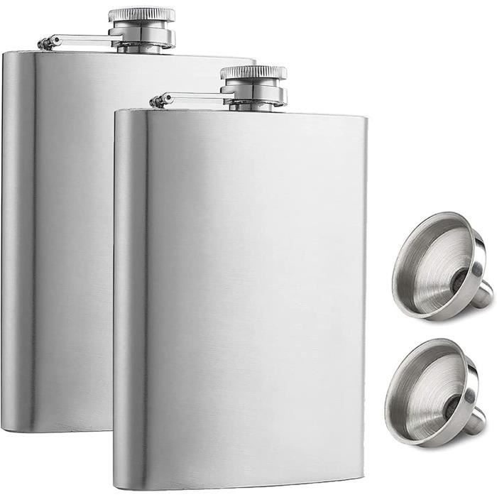 Lot de 2 Flasque Alcool avec Entonnoir, 8oz Flasque de Whisky en 304 ...