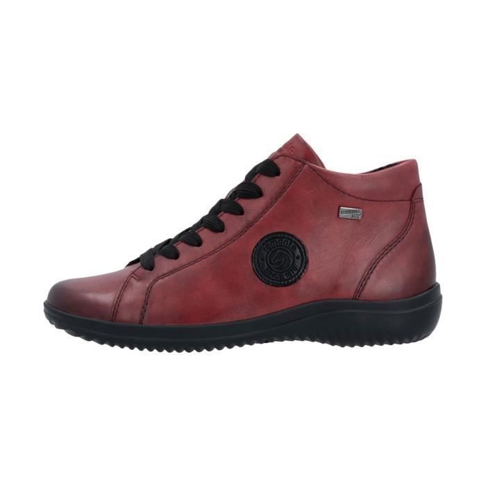 Basket Montante Femme - REMONTE Kostau - Cuir Rouge Combi - Fermeture à ...