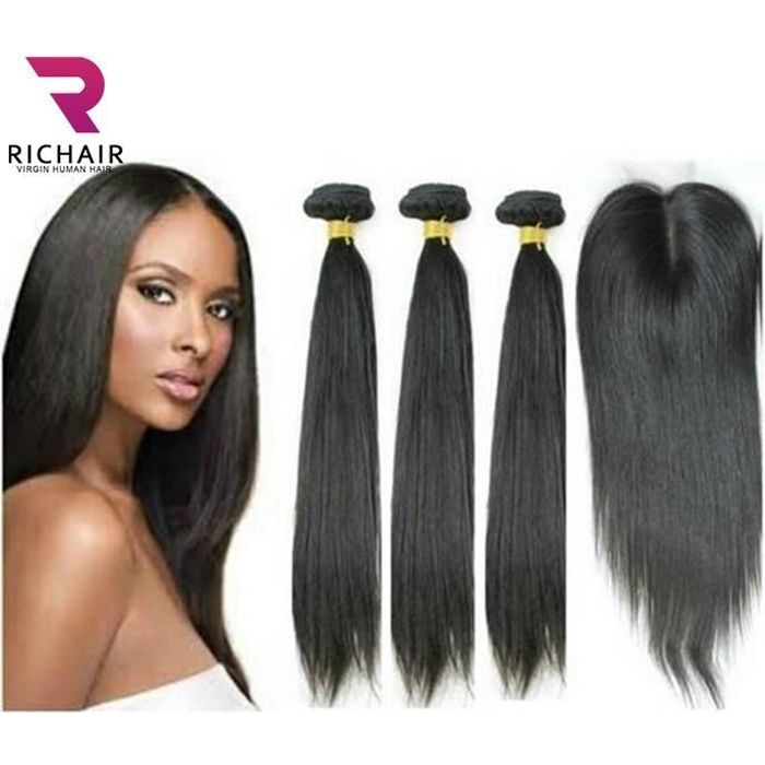 RICHAIR Lot 3 Tissage Brésilien Lisse + Closure - 22" - Cdiscount Au ...