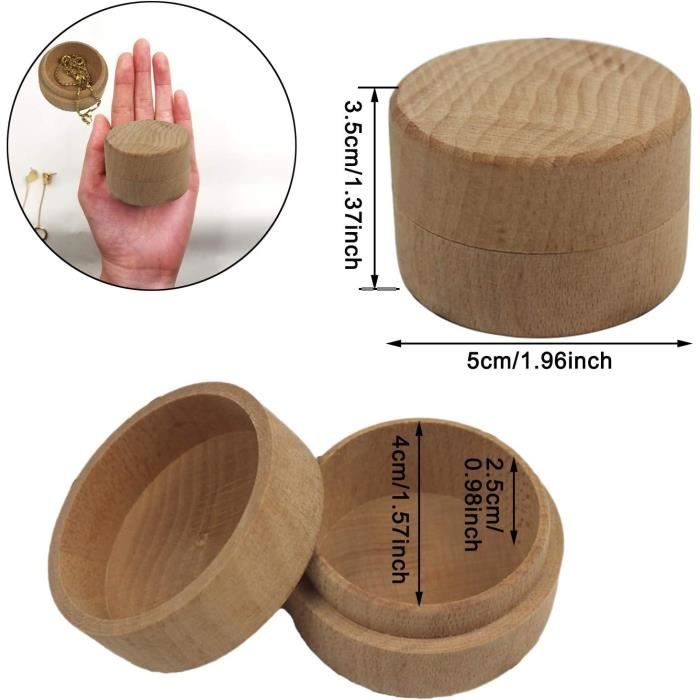 2 Pièces Mini Ronde En Bois Anneau Bijoux Boîte De Bague Mariage Ecrin ...