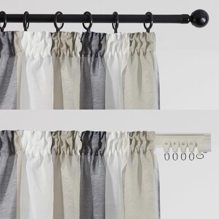 Rideaux Voilage Blanc Rideau Salon Rayés Teints En Tissu Polyester 100% ... Rideaux Voilage Blanc Rideau Salon Rayés Teints En Tissu Polyester 100% ...