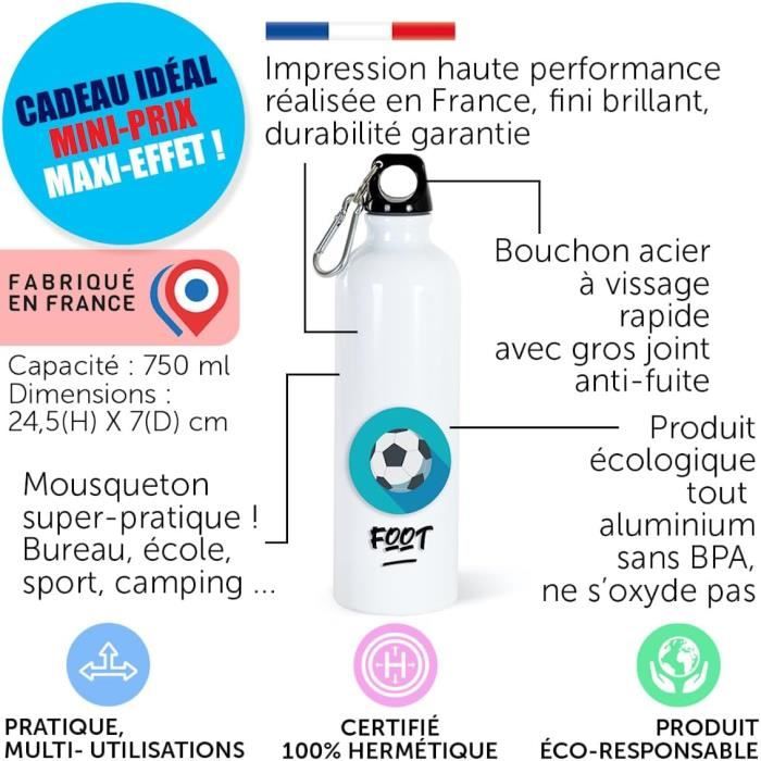 Gourde Foot Sport 750Ml Bouteille D’Eau Aluminium Réutilisable ...