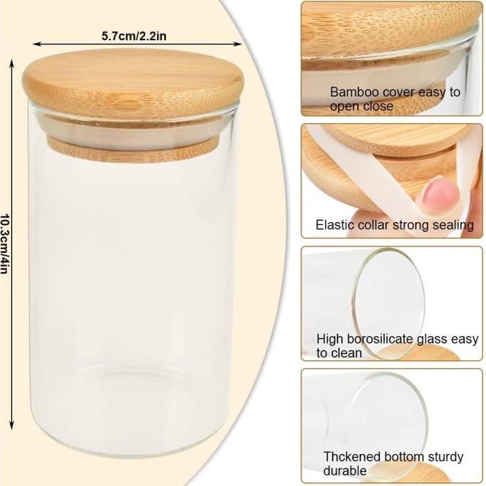 12 Pcs Bocal en Verre Pots, Bocal Conservation Canister Jar Récipient ...