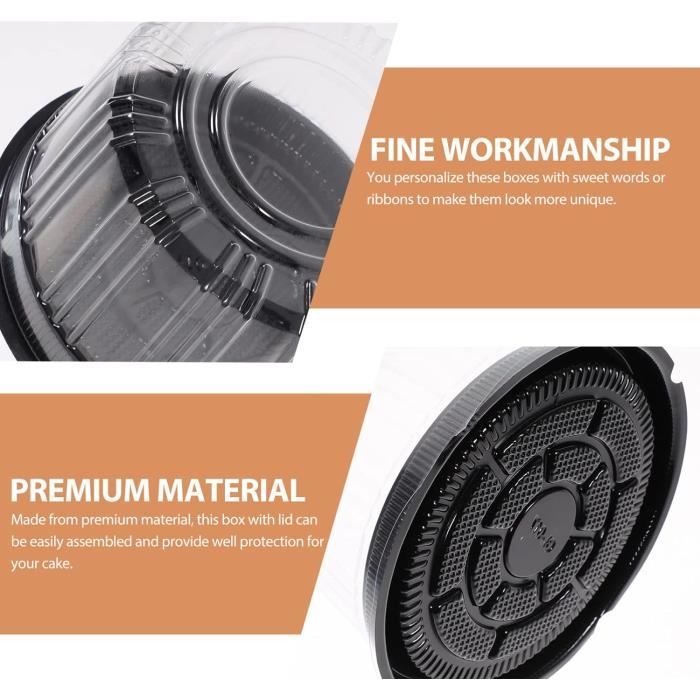 Lot De 10 Boîtes À Gâteau Jetables En Plastique Avec Couvercles En ...