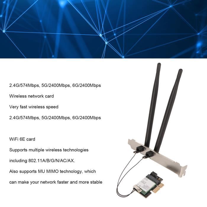 HURRISE Carte WiFi 6E PCIE AX210NGW Carte WiFi 6E AX210NGW avec antenne, 5374Mbps, informatique ...