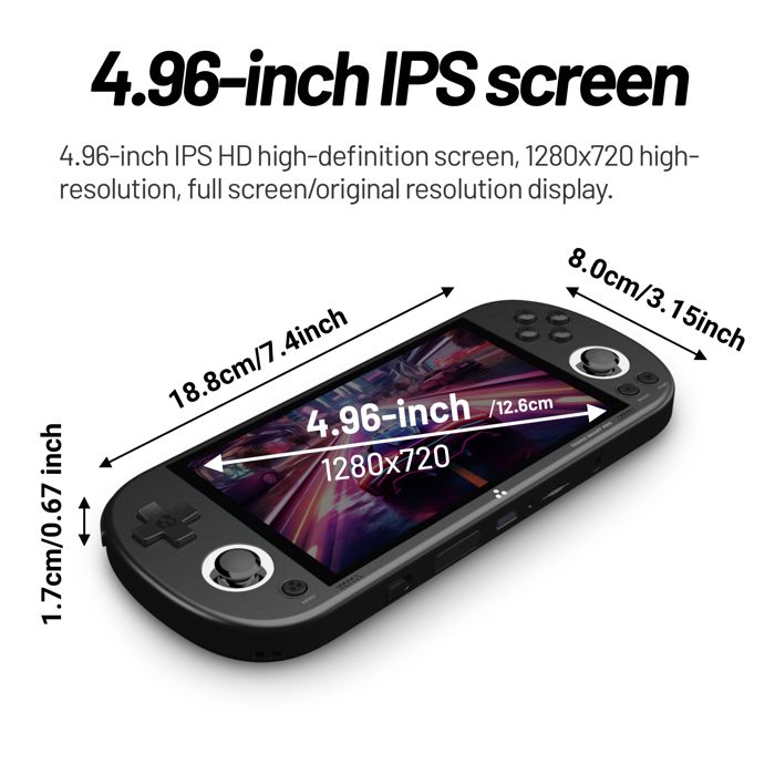 Console de jeu portable rétro - RNCYN - Écran IPS HD 4.96 pouces - ROM ...