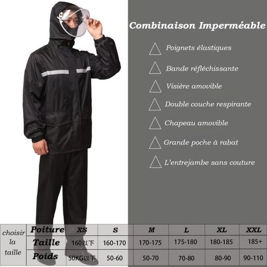 Combinaison Imperméable Vêtements Anti-Pluie Cape De Pluie Ponchos ...