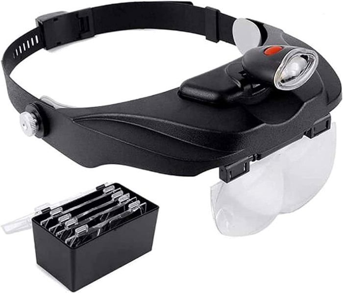Reading Magnifier, 4 Lens Magnifier LED Light Handsfree Headband ...