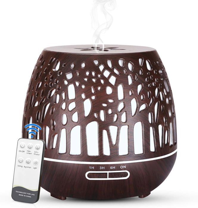 Diffuseur d'huiles essentielles 400 ml, télécommande sans BPA avec lumière LED à couleur ...