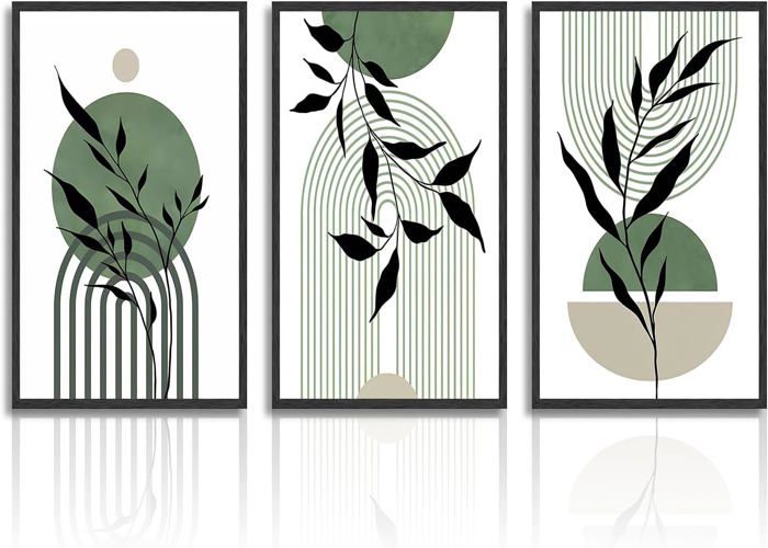 Art Mural Boho Vert Sauge, Tableau Décoration Murale Minimaliste ...