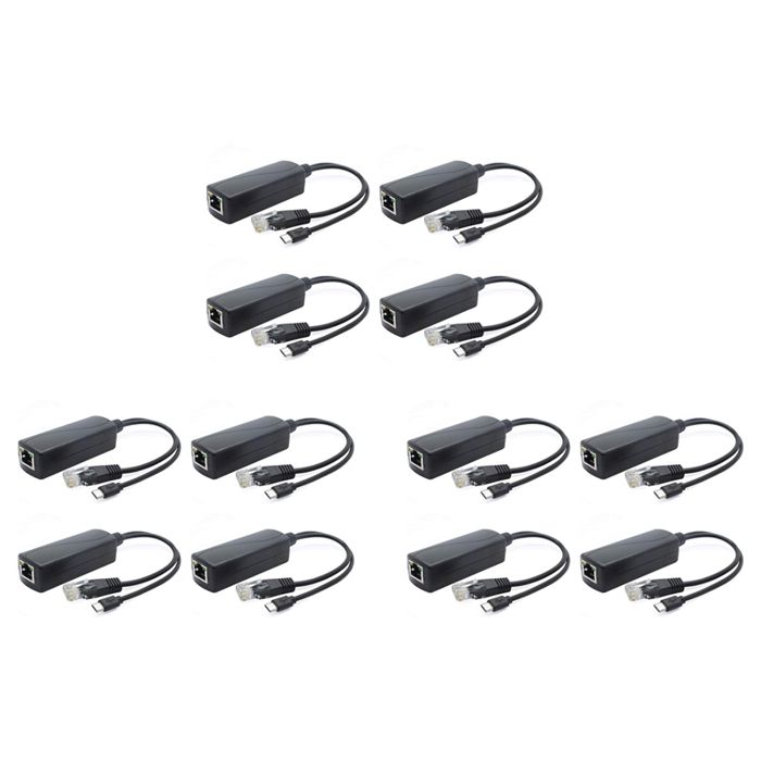 Paquet de 12 RéPartiteurs PoE 5V, Adaptateur 48V à 5V 2.4A avec Prise ...