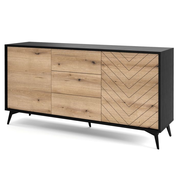 Buffet, Bahut Jasper KSZ154 – chêne evoke/noir, largeur 154 cm, hauteur ...