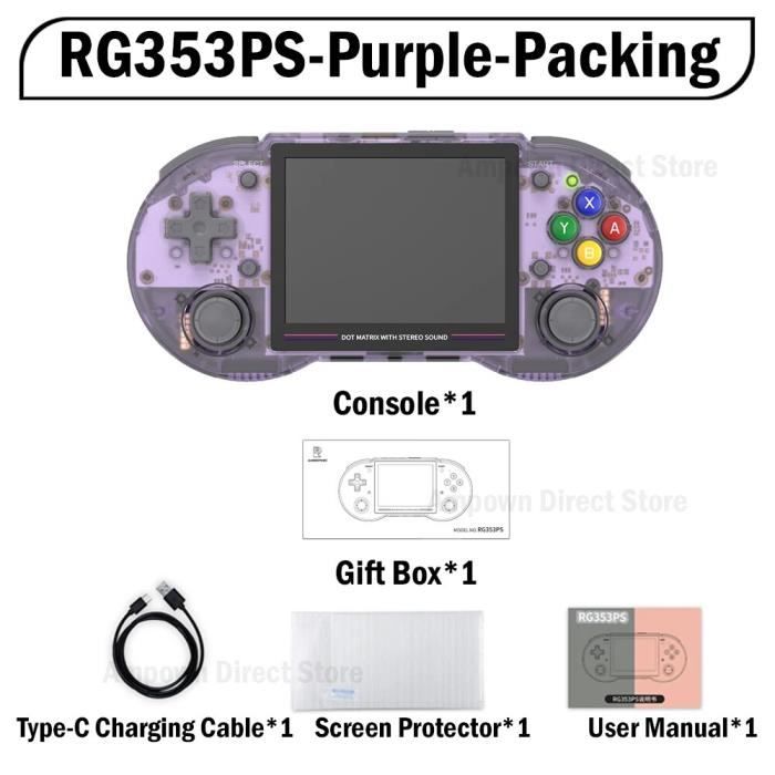 64G(15K Games) - Violet - Console de jeu vidéo portable rétro RG353PS ...