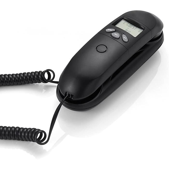 Téléphone Fixe Mural, Bureau et Mur, téléphone Fixe Filaire à Double Usage, sans Batterie ...