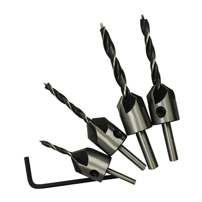 Set de Fraise Foret Conique Flûte en Acier Chanfreiner Alésoir de Bois ...