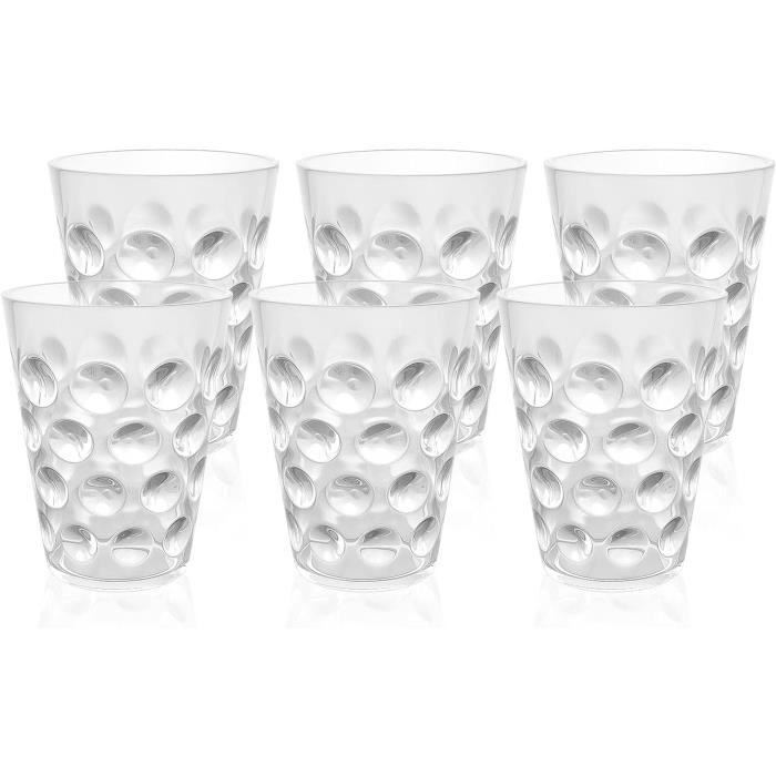 Lot De 6 Verres À Boire Réutilisables En Plastique Incassable Pour ...