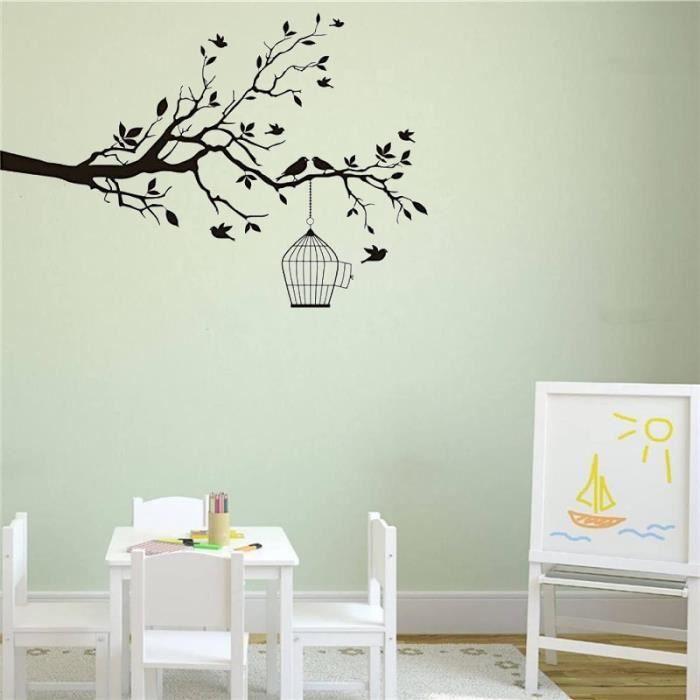 Cage À Oiseaux Oiseaux Hee Branche Arbre Mur Décoration Papier Peint ...