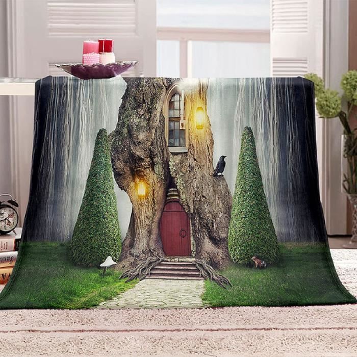 Couverture De Lit Cabane dans La Forêt Plaid Fourrure Canapé Grande ...