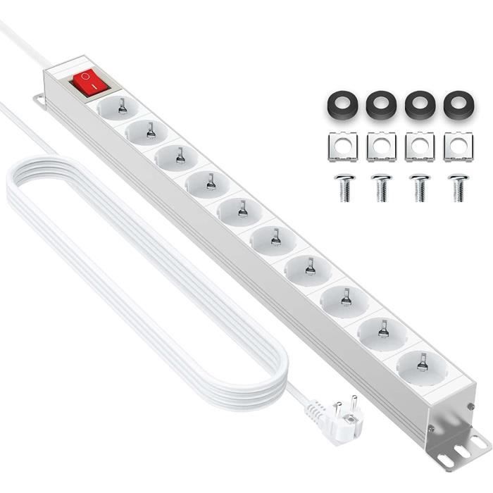 Multiprise Electrique 10 Prises, Multiprise Parafoudre 1050J, Prise ...