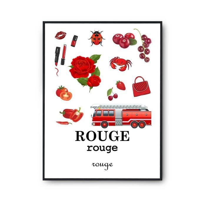 Affiche Éducative Enfant Apprentissage des Couleurs Rouge | Pédagogie ...