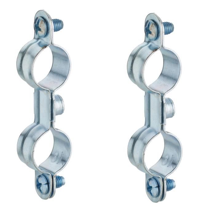 2x COLLIER DOUBLE DE FIXATION MURALE 12MM TUBE TUYAU CUIVRE MUR ...