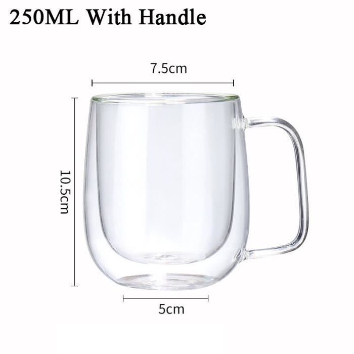 (250ML K/6PCS)2/3/4/6PCS 80-650ml Double Paroi En Verre Clair À La Main Résistant À La Chaleur ...
