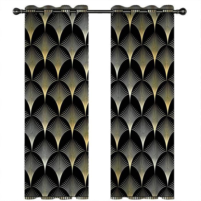 Rideau Occultant Isolation Thermique, Noir Jaune Motif Art Deco, Lot de ...
