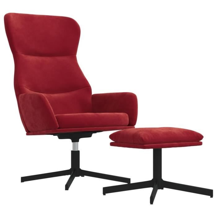 Chaise de relaxation avec tabouret Bordeaux Velours-CIK7420799581000 ...