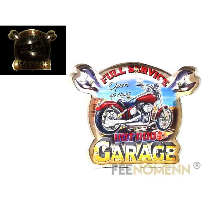 Plaque Métal Lumineuse Led Déco Murale Vintage Harley Garage Full