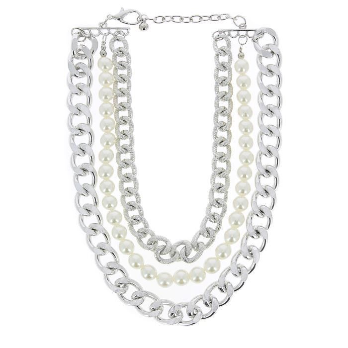 Collier multi-rangs chaînes et perles - Achat / Vente sautoir et ...