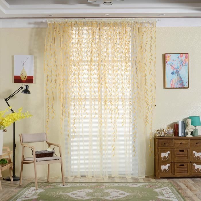 GOTOTOP Rideau de balcon Sheer Window Tringle-Poche Rideau Chambre ...
