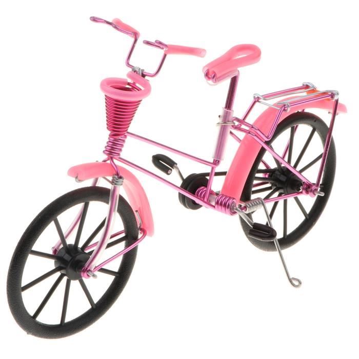 Vélo modèle en aluminium au 1:10 avec panier, jouet d'artisanat rose ...