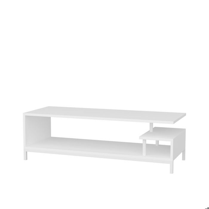 Meuble Tv design Kyrisa L120cm Métal et Bois Blanc - Cdiscount Maison