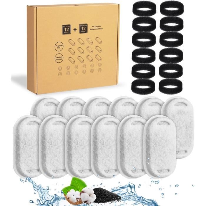 Fiabgum Filtre Fontaine Chat, 24 Packs Filtre Fontaine Eau Chat, Filtre ...